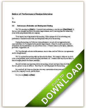 Notice of Performance Review Interview