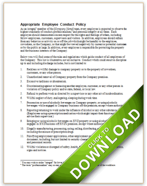 Appropriate Employee Conduct
