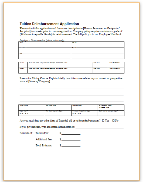 This sample form provides a standardized instrument for employees to ...